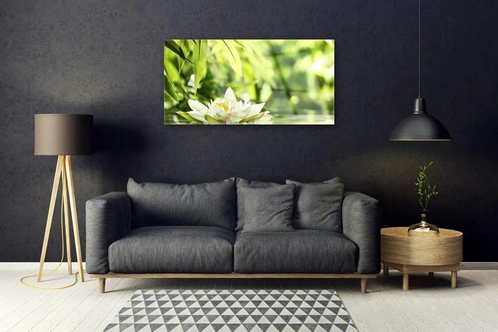 Obraz na skle Květ Listy 100x50 cm
