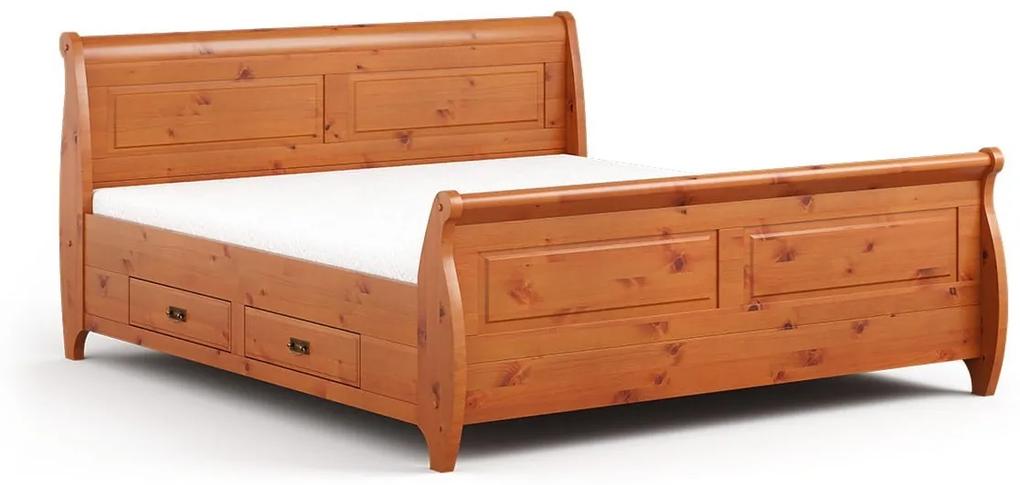 Manželská postel z masivu Toskania 2 - 160 x 200 cm - medová borovice