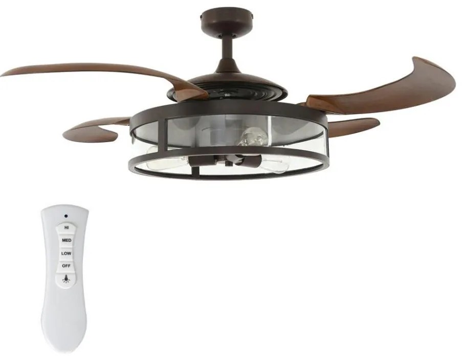 FANAWAY 212925 - LED Stropní ventilátor CLASSIC 3xE27/4W/230V hnědá + DO 212925