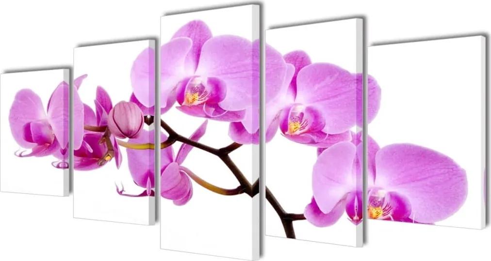 vidaXL Sada obrazů, tisk na plátně, orchidej, 200 x 100 cm [241571]