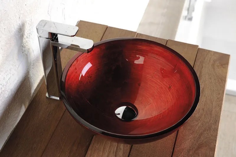 Sapho Sapho, MURANO ROSSO IMPERO skleněné umyvadlo na desku, průměr 40cm, červené, AL5318-63