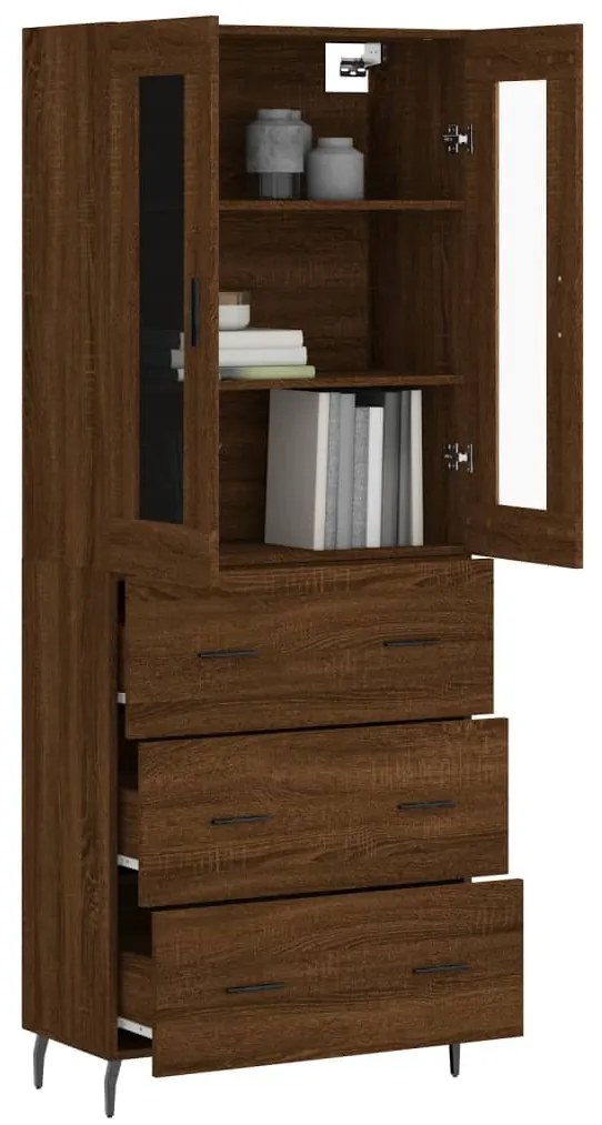 Skříň highboard hnědý dub 69,5 x 34 x 180 cm kompozitní dřevo - Default Title