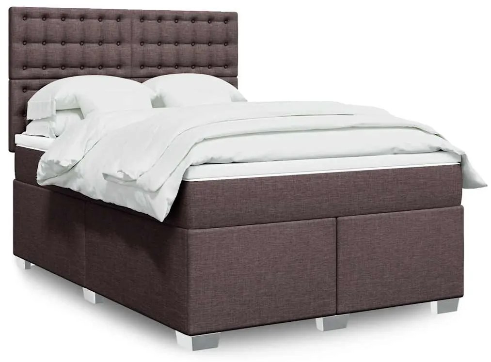 Box spring postel s matrací tmavě hnědá 140x190 cm textil 3292800