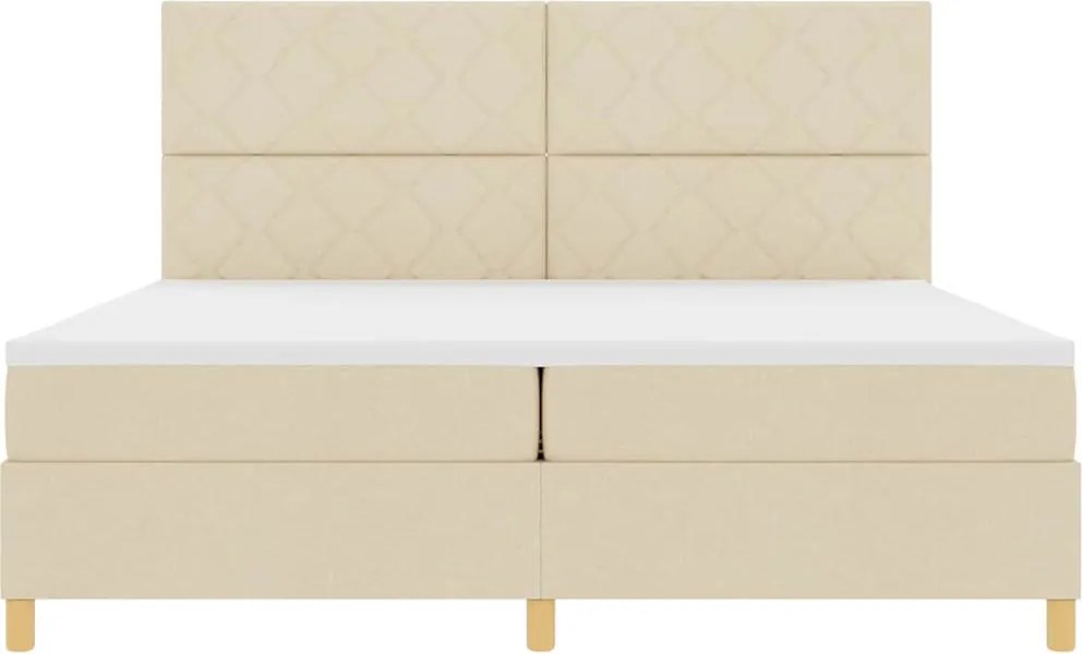 Postel s boxspringem s čelo Krémová 200 x 200 cm textil 3339726