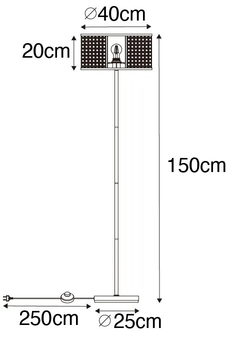 Orientální stojací lampa bílá s ratanem 40 cm - Akira