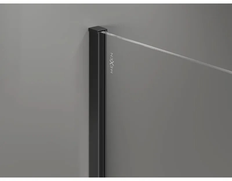 Mexen Kioto-X, sprchová zástěna 130 x 200 cm, 10mm šedé sklo, černý profil, 800-130-101-70-40-X