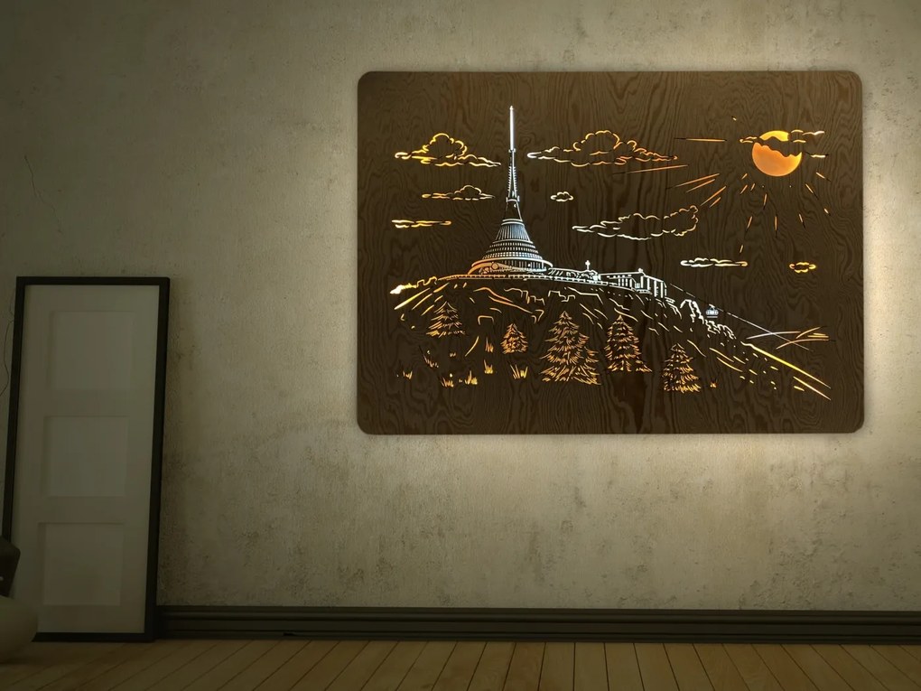 Li-Go "Ještěd" světelný obraz 230V 90x62cm provedení povrchu: dub světlý