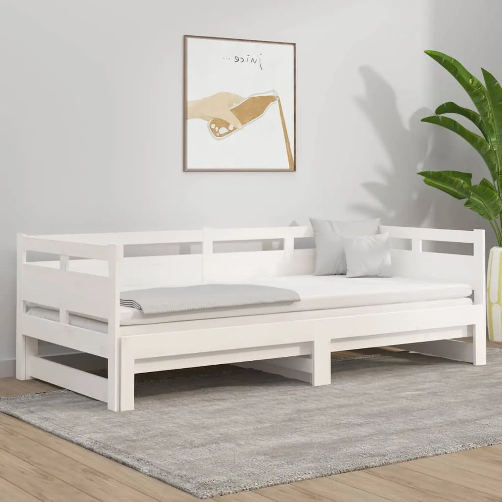 Výsuvná postel bílá masivní borovice 2x (80 x 200) cm,  820318