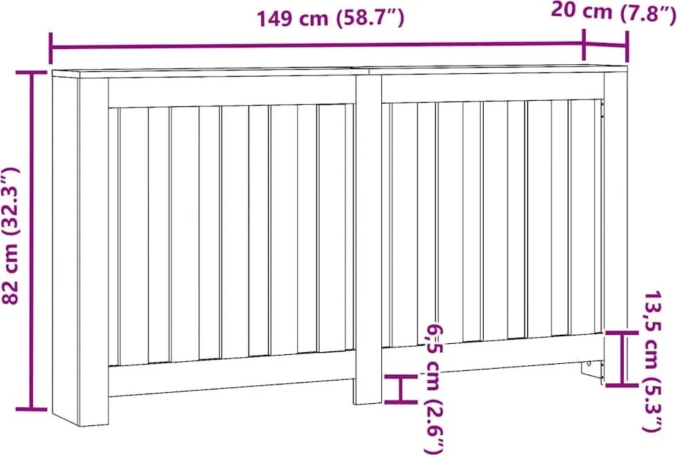 vidaXL Kryt na radiátor 149 x 20 x 82 cm kompozitní dřevo [852744] Barva: dub sonoma