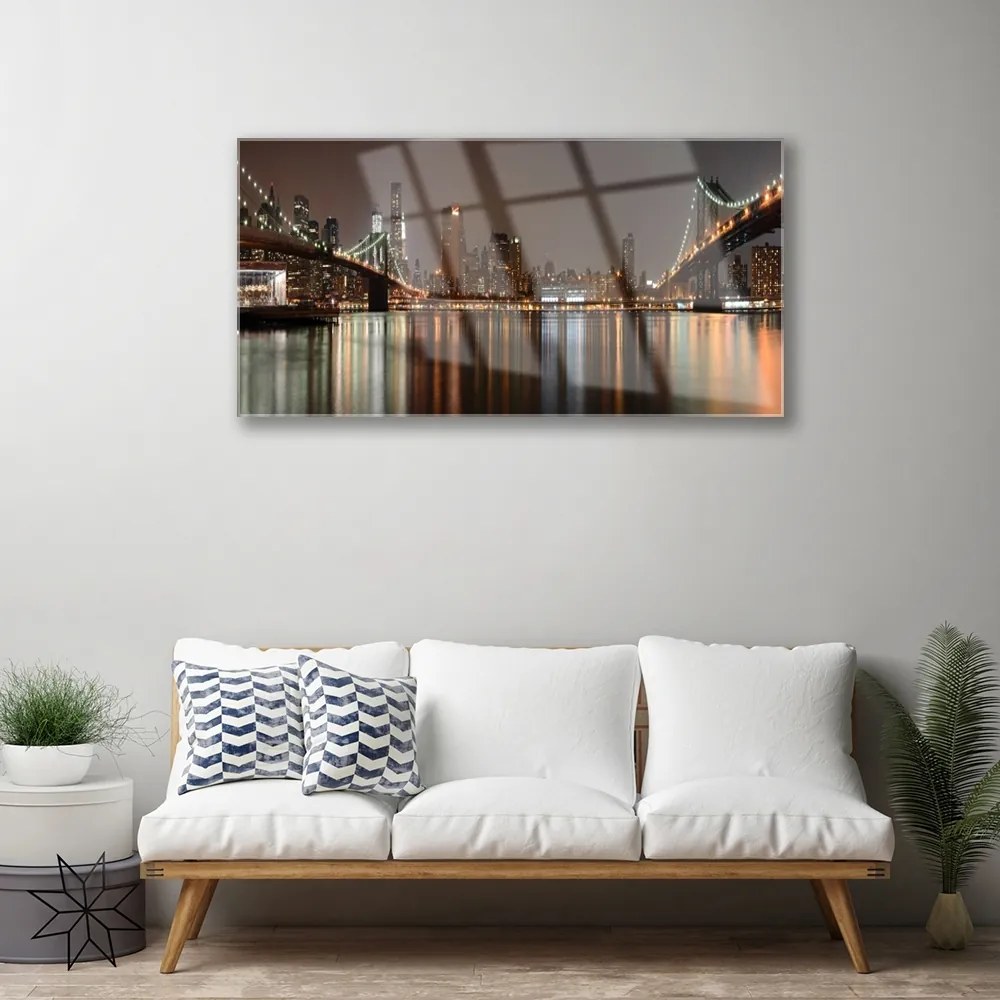 Obraz na skle Město Mosty Architektura 125x50 cm