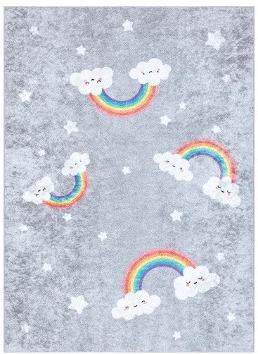 Dywany Łuszczów, Dětský kusový koberec Junior 52063.801 Rainbow grey, 80x150, šedá, dětský pokoj