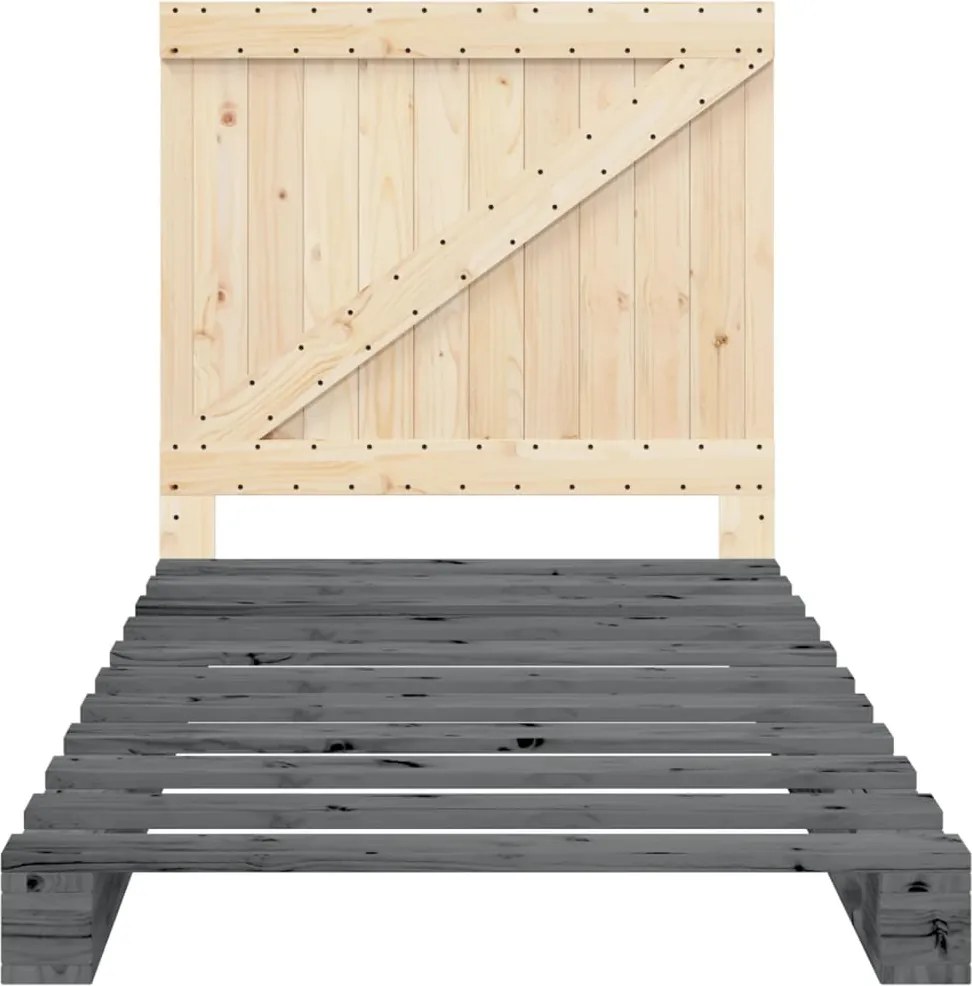 Rám postele s čelem šedý 100 x 200 cm masivní borové dřevo 3281563