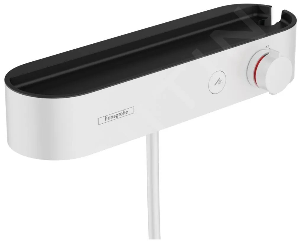 Hansgrohe WallStoris, Set sprchové hlavice 105, 3 proudy, termostatu a koupelnových doplňků, matná bílá 24250700