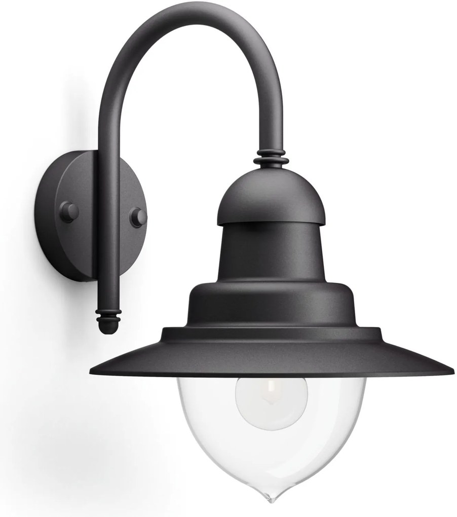Philips 01652/30/pn venkovní nástěnné svítidlo raindrop 1x60w | e27 | ip44 - černá