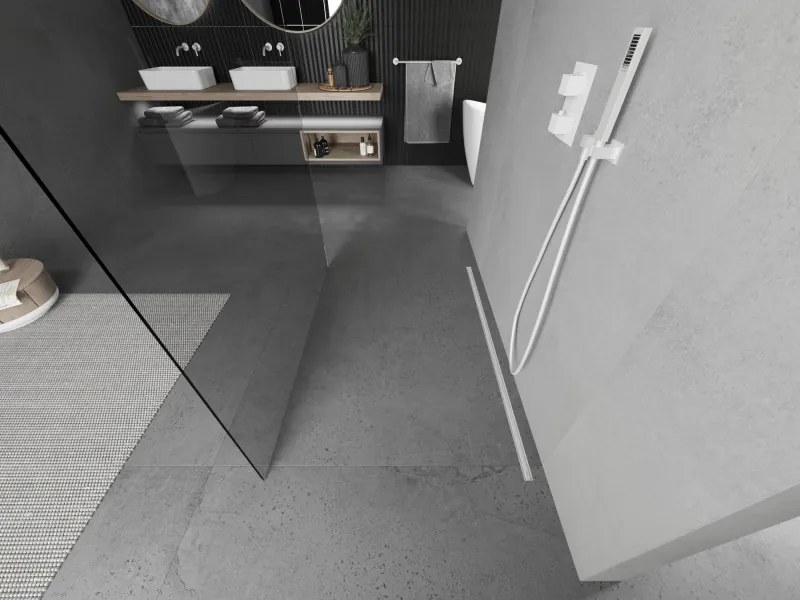 Mexen Kioto, sprchová zástěna Walk-In 105 x 200 cm, 8mm čiré sklo, bílý profil, 800-105-002-20-00
