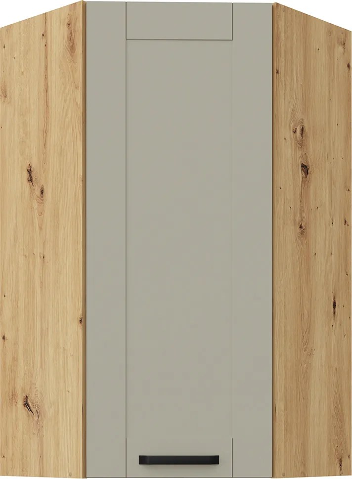 LUNA sa | horní skříňka 60x60 GN-108 1F (45°) rohová s policemi | EXTRA VYSOKÁ | UNI dvířka | artisan/světle šedá