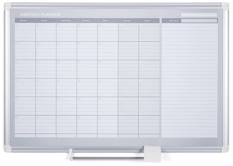 Měsíční plánovací tabule na zeď LUX, magnetická, dny, 900 x 600 mm