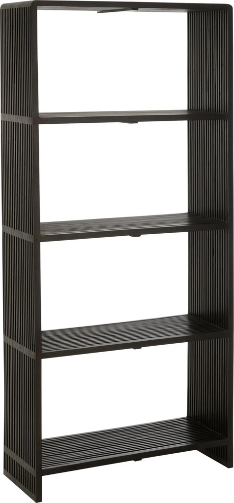 Knihovna J-line Cubic se 4 policemi z teakového dřeva černý – 88*35*190 cm