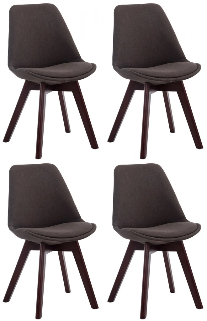 Židle Borne V2 látka (SET 4 ks), dřevené nohy ořech - Tmavě šedá
