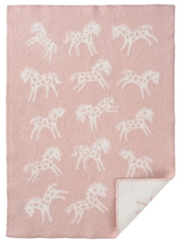 Vlněná dětská deka Pony dusty pink 65x90, Klippan Švédsko Růžová