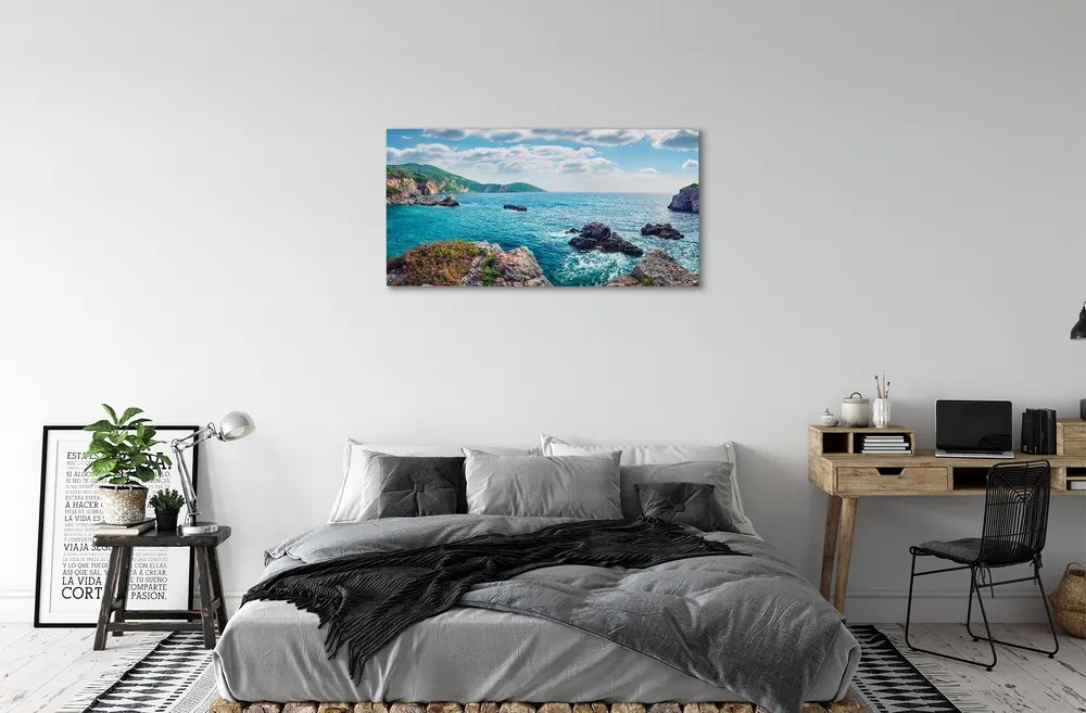 Obrazy na plátně Řecko Mořské hory 140x70 cm