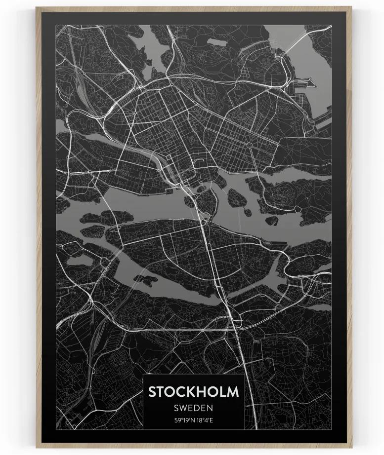 Obraz Mapa Stockholm 30 x 40 cm - napnuté plátno na dřevěném rámu
