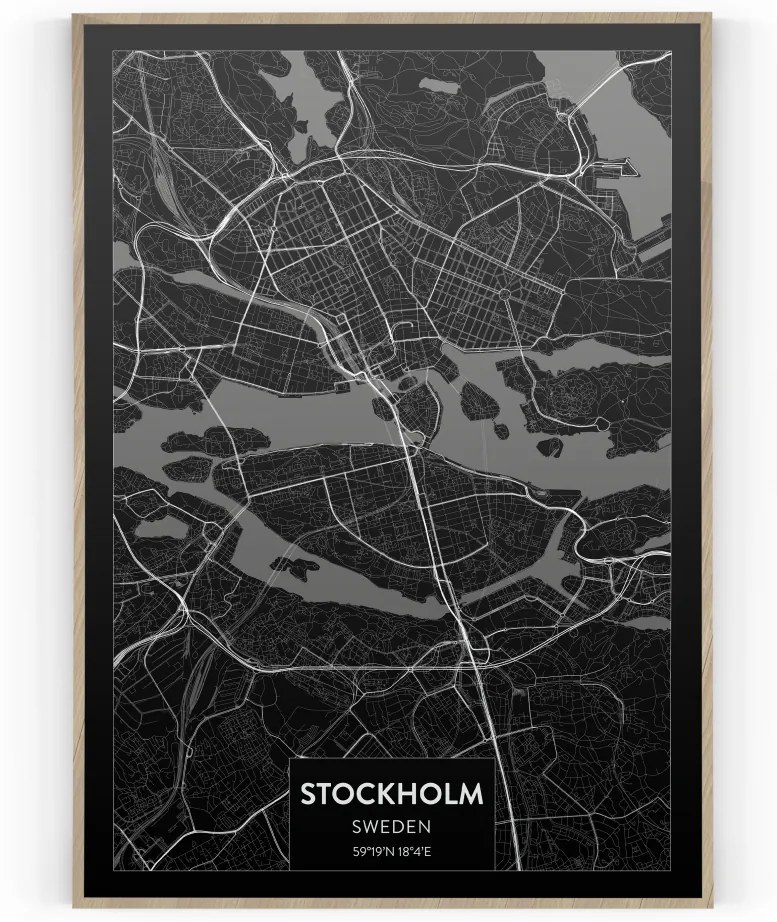 Plakát / Obraz Mapa Stockholm Pololesklý saténový papír 210 g/m² A4 - 21 x 29,7 cm