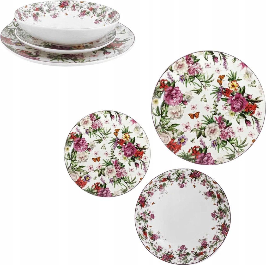 Arca Komplet Jídelní Servis Sada Flowers 18 dílů 6 osob Porcelán