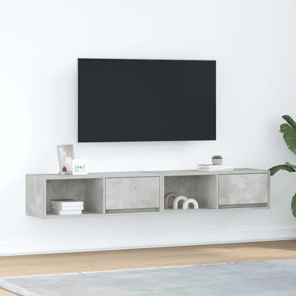 TV skříňky 2 ks Betonová šedá 80x31x25,5 cm Dřevěná konstrukce