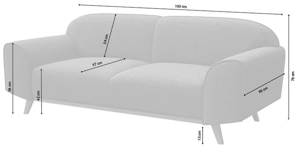 Pohovka 2.5 místná nesbo 193 cm cognac MUZZA