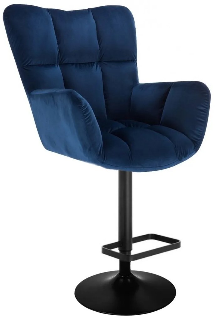 LuxuryForm DESIGN Barové křeslo AURORA VELUR na černé kulaté podstavě - modré
