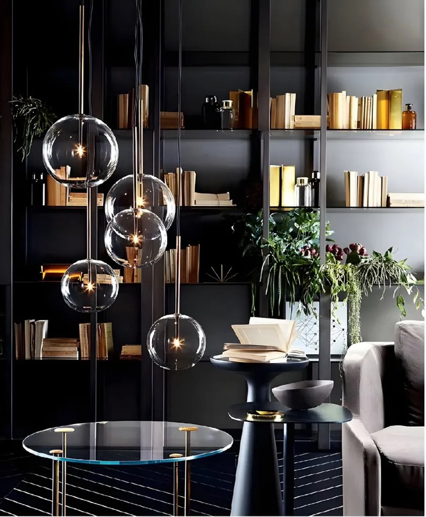 Toolight Rea, Skleněné kulové závěsné stropní svítidlo 15cm APP1680-1CP, OSW-04300