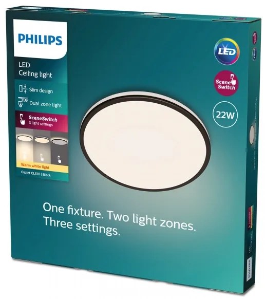 Philips- LED Stmívatelné stropní svítidlo OZZIET SCENE SWITCH LED/22W/230V 2700K