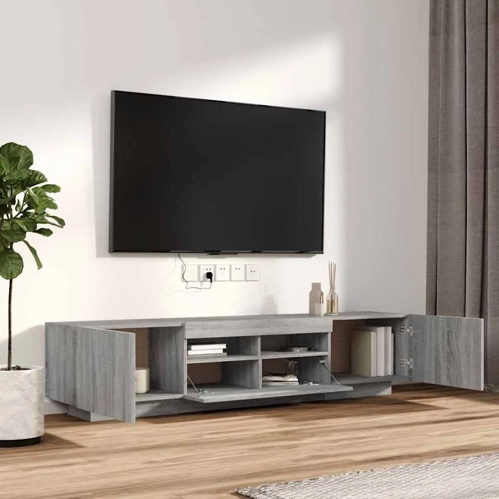 2dílný set TV skříněk s LED světly šedý sonoma kompozitní dřevo 3120168