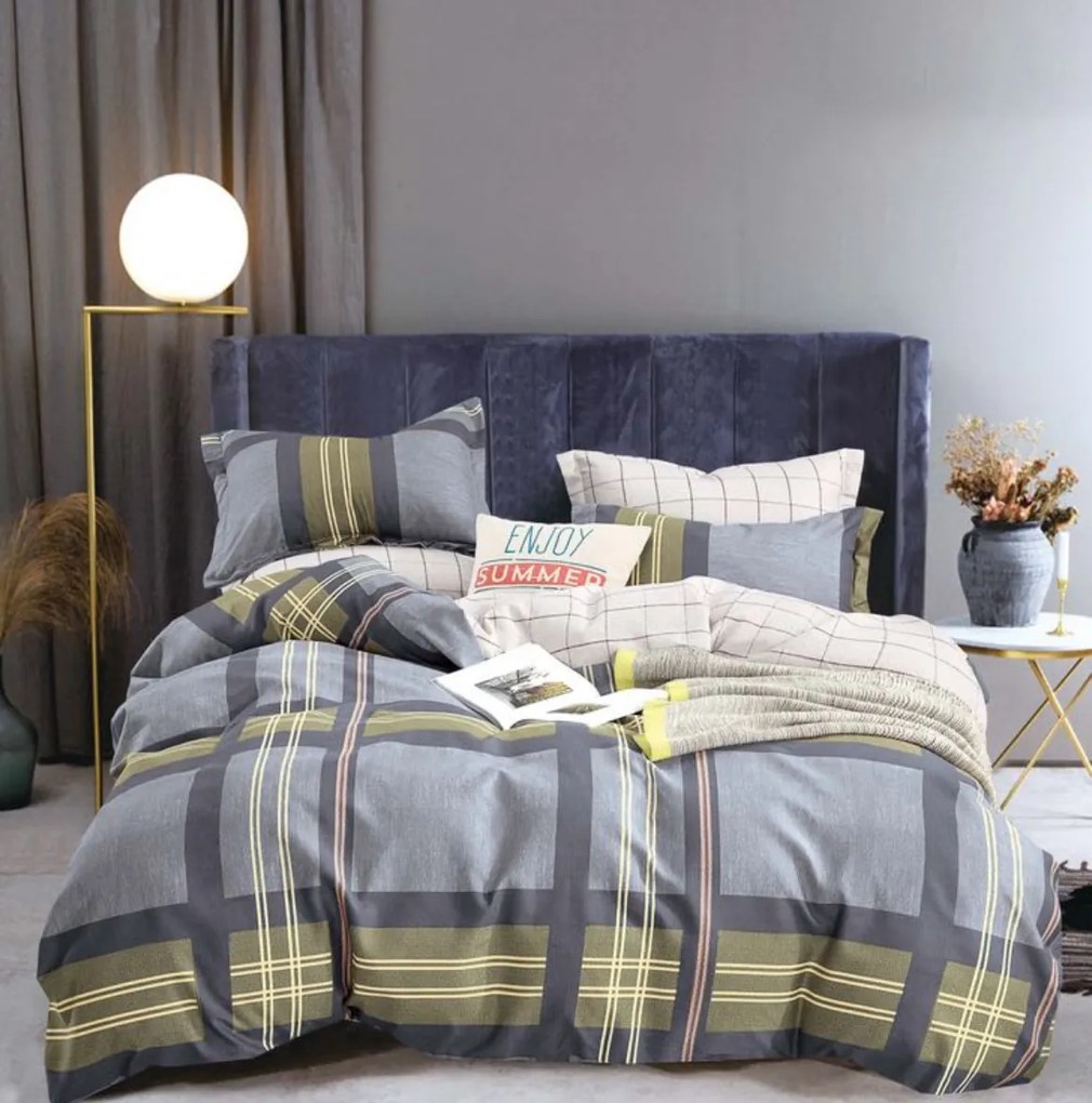 3 dílné Flanelové Povlečení polycotton Samuel 200x140cm + 90x70 cm TiaHome