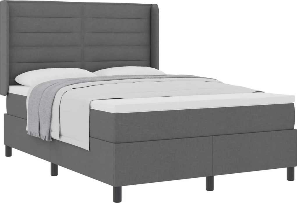 Postel s boxspringem s polštářem Tmavě šedá 200 x 140 cm textil 3341582