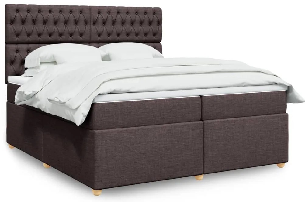 Box spring postel s matrací tmavě hnědá 200x200 cm textil