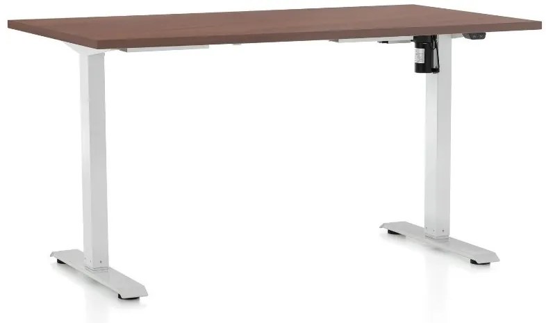 Výškově nastavitelný stůl OfficeTech A, 140 x 80 cm - bílá podnož Barva: Buk