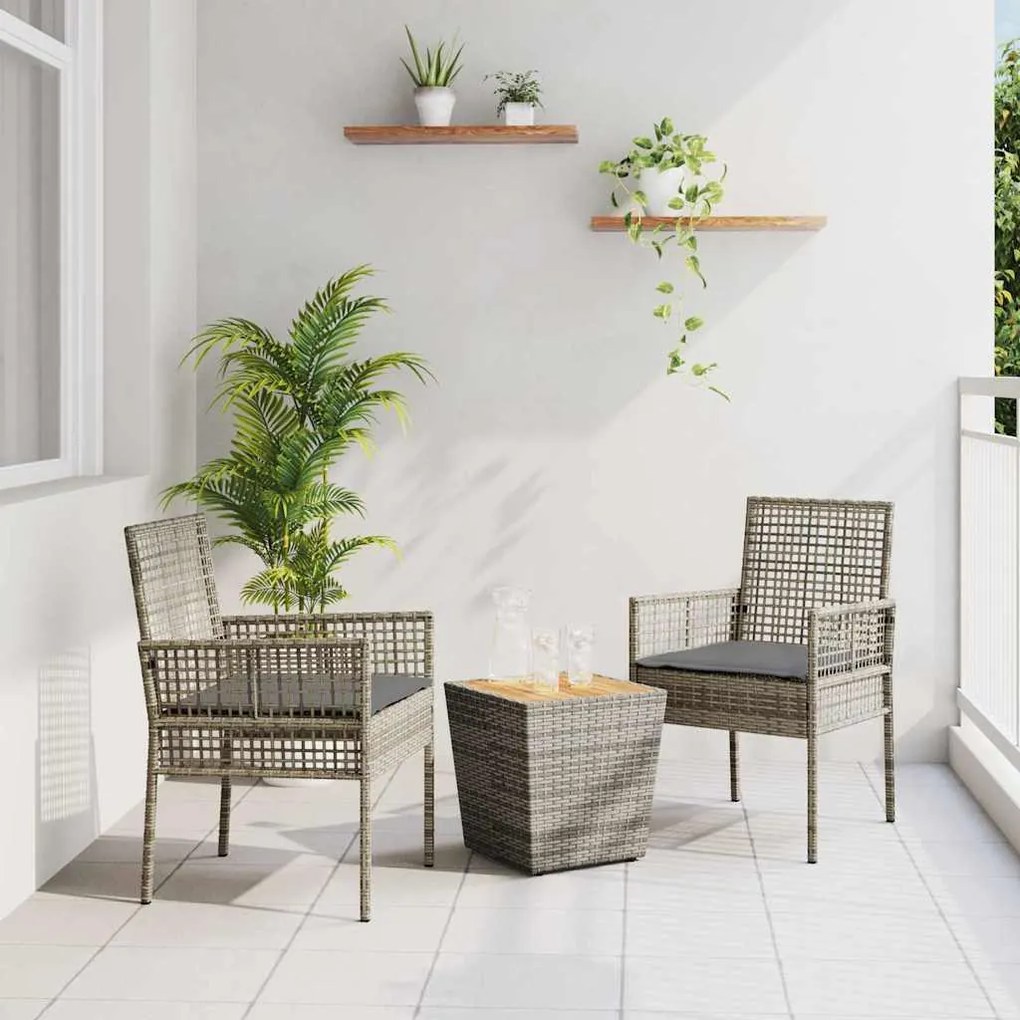 Zahradní bistro set 3 ks Šedá polyratan 3334961