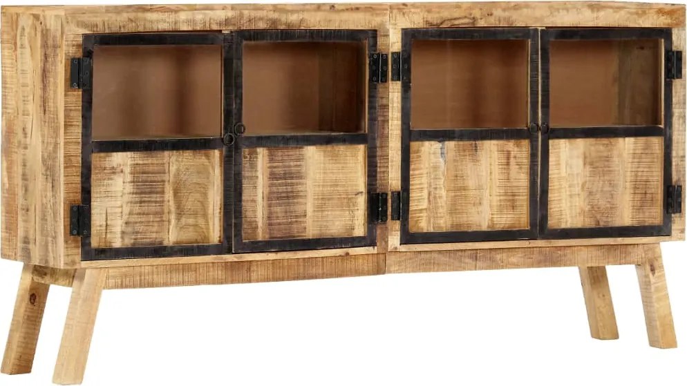 Příborník hnědo-černý 160 x 30 x 80 cm masivní hrubý mangovník 247994