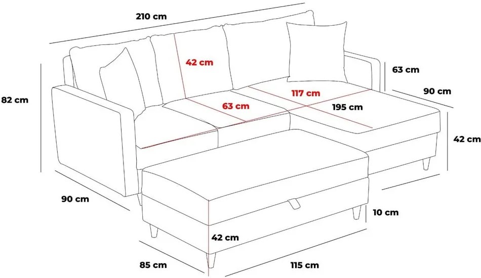 Antracitová rohová pohovka (levý roh) Eva – Balcab Home