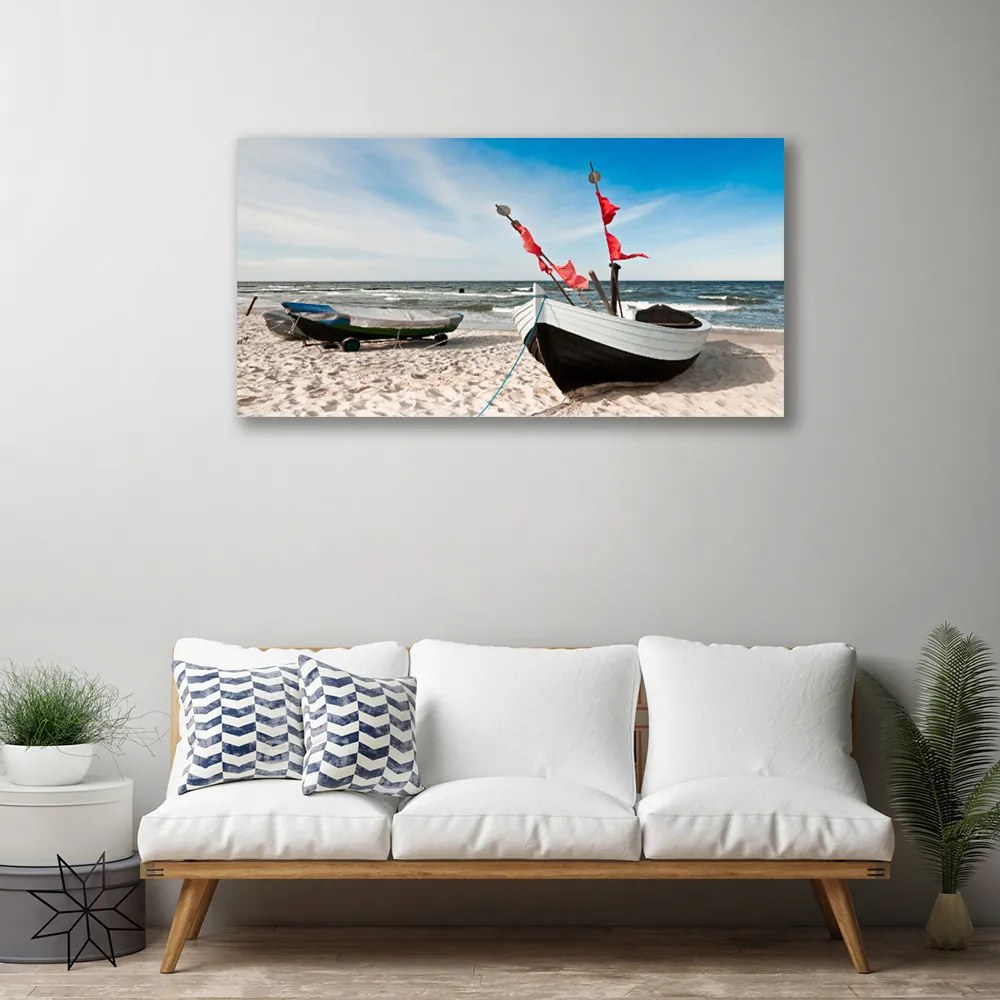 Obraz na plátně Loďka Pláž Krajina 100x50 cm