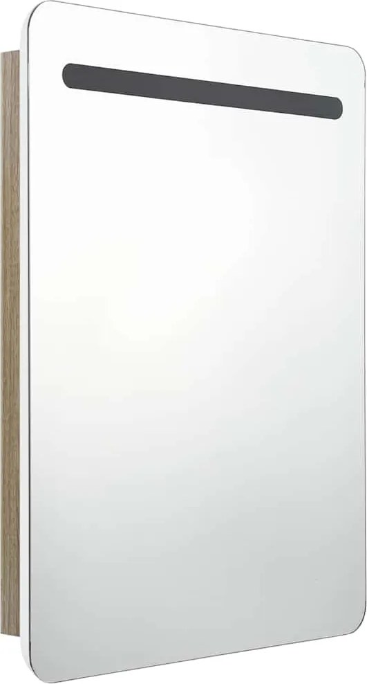 LED koupelnová skříňka se zrcadlem bílá a dub 60 x 11 x 80 cm 326508