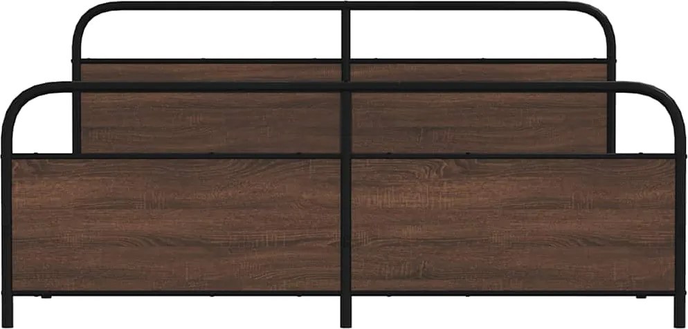Kovový rám postele bez matrace hnědý dub 200 x 200 cm 3318668
