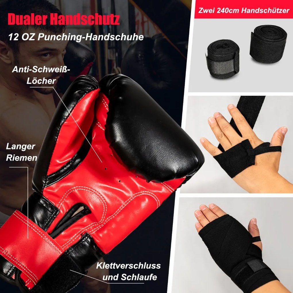 Costway 28,5 kg sada boxovacích pytlů Boxovací pytel s 12 oz boxerskými