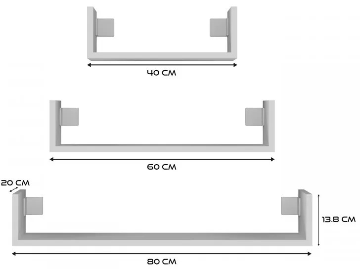 Set 3x závěsná polička TARMO - dub sonoma
