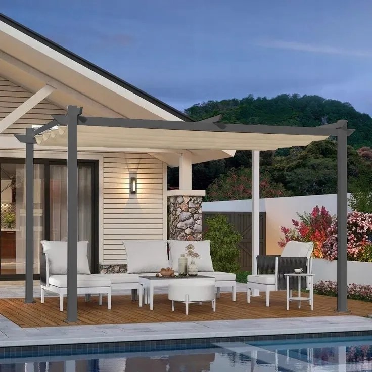 TRENDIE Pergola šedá s béžovou střechou 3x3m