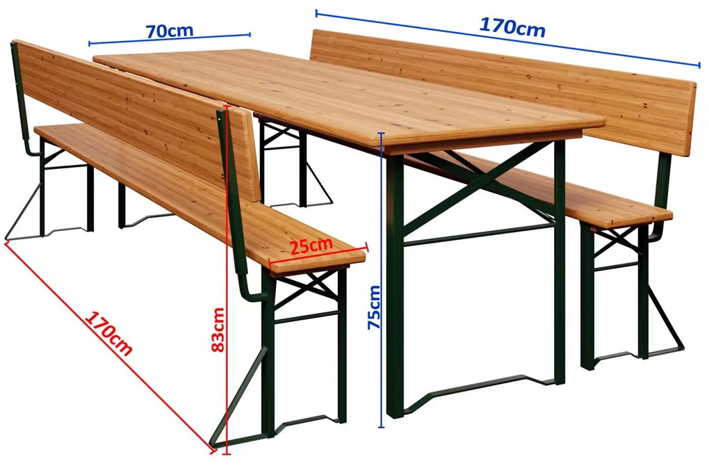Deuba Pivní set s opěrkou 170 cm - skládací