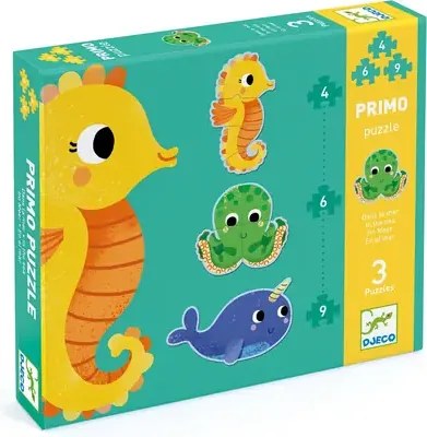 DJECO Puzzle V moři 3v1 / 4, 6, 9 dílků / od 2 let