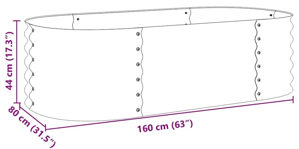 vidaXL Marketos Vyvýšený záhon 160 x 80 x 44 cm pozinkovaná ocel stříbrný
